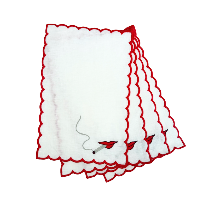 Smoking Lips Cocktail Napkins, set of 4 – Biscuit Home