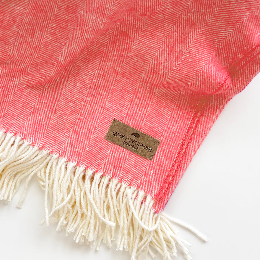 Lands Downunder Italian Herringbone Throw, Coral – Biscuit Home